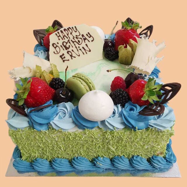 Square Cake With Green Marble Birthday Cake – Medcakes